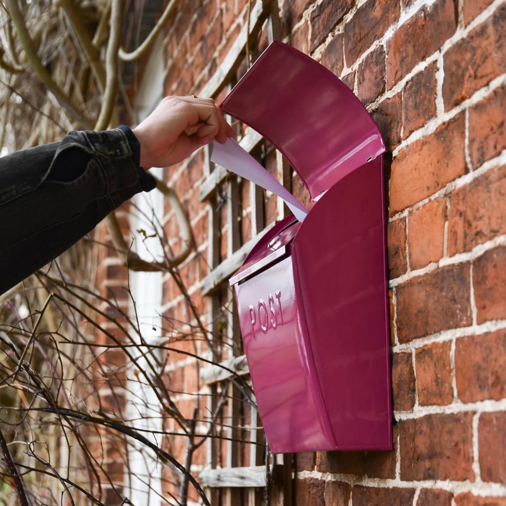 “Persian Summer” Bright Pink Contemporary Post Box with Lock | Black ...