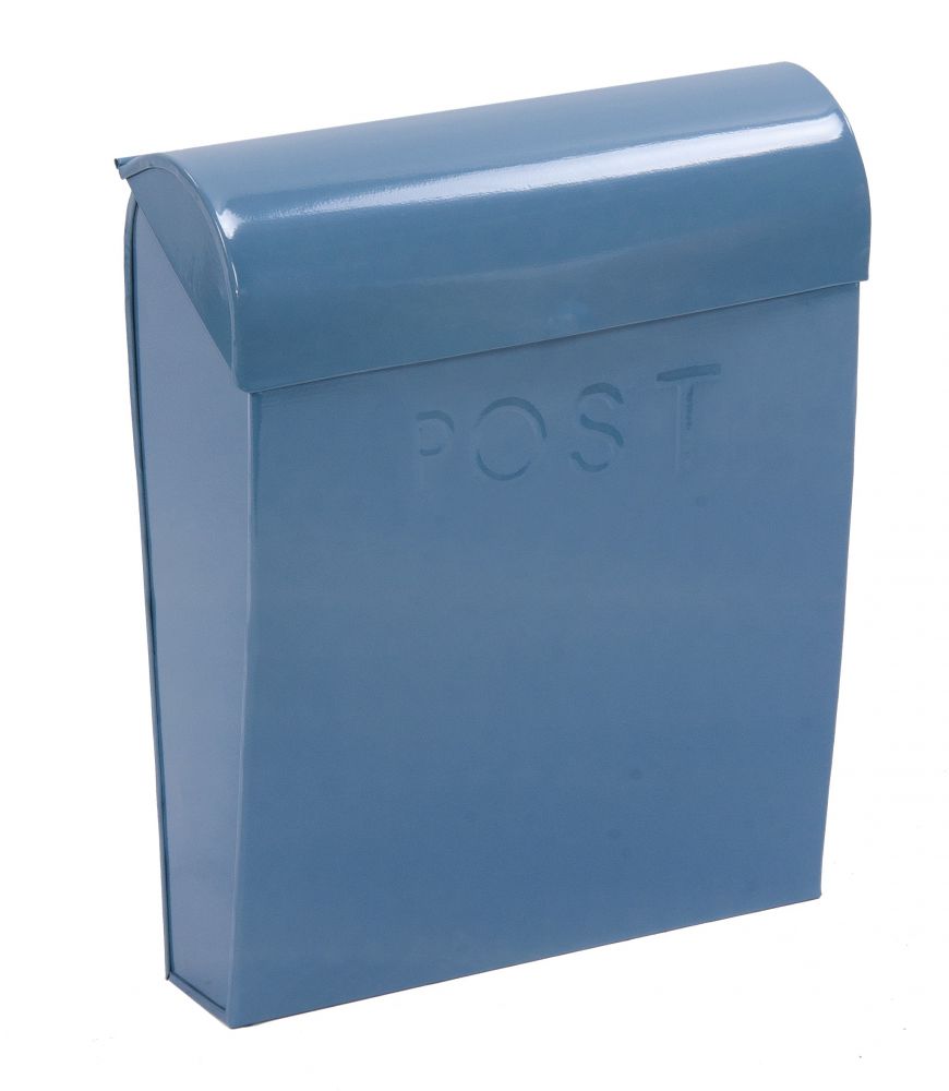 “April Showers” Slate Blue Contemporary Post Box | Black Country Metalworks