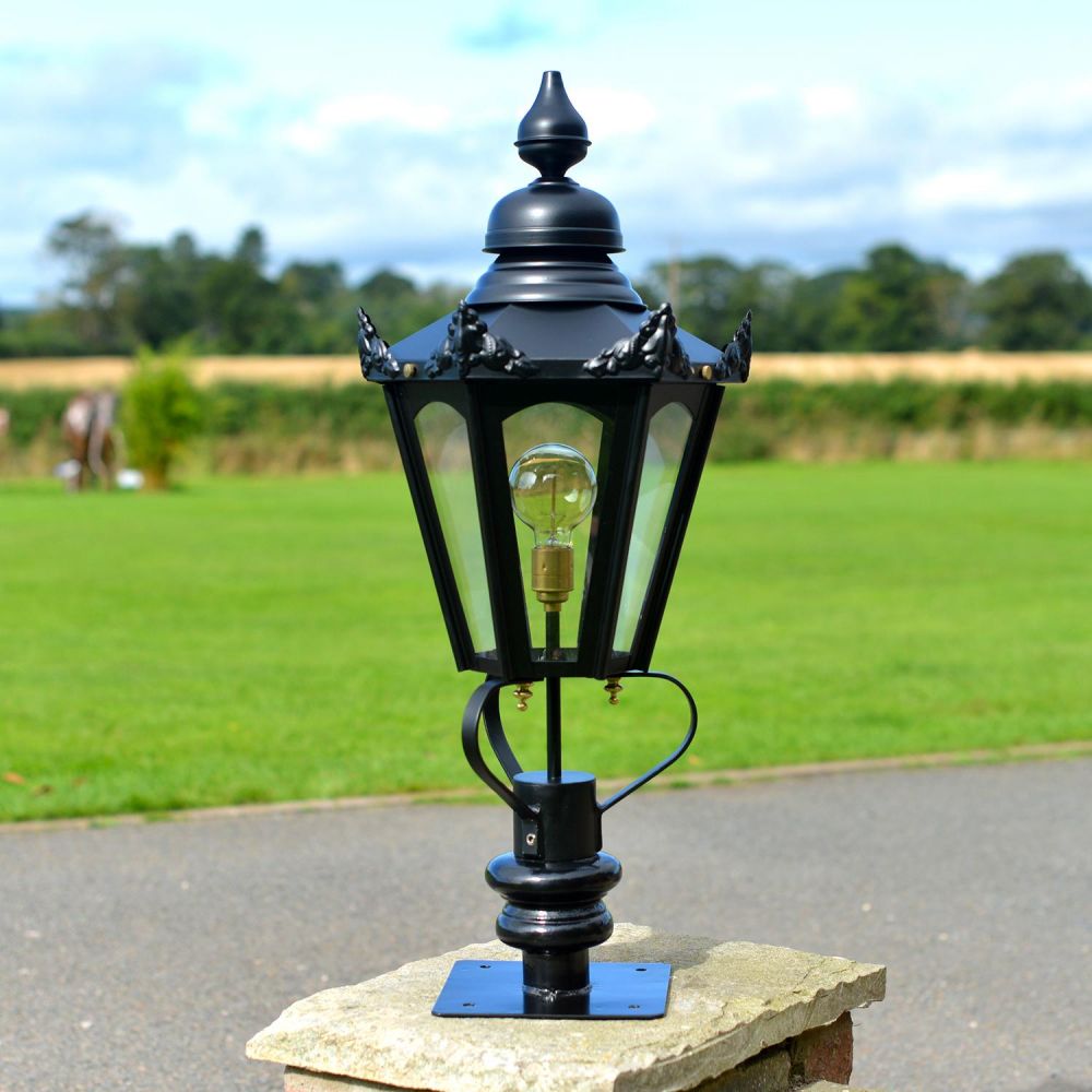 Black Hexagonal Pillar Light and Lantern Set 86cm | Black Country ...