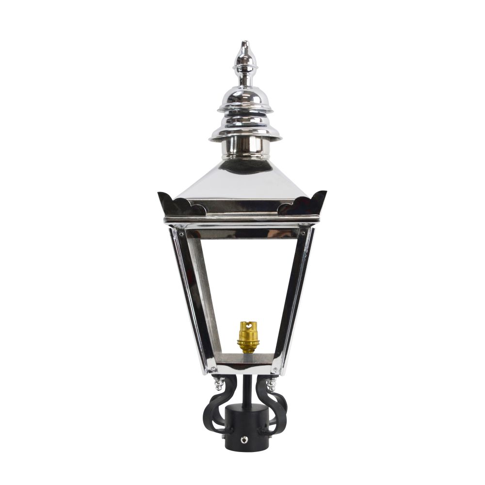 Harrogate Bright Chrome Lamp Post 2.25m | Black Country Metalworks