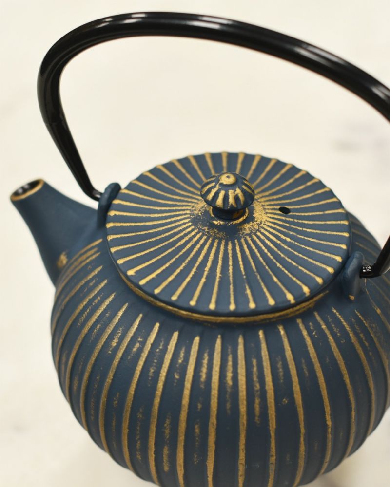 Blue & Gold "Ushirode Kyusu" Japanese Style Teapot | Black Country ...