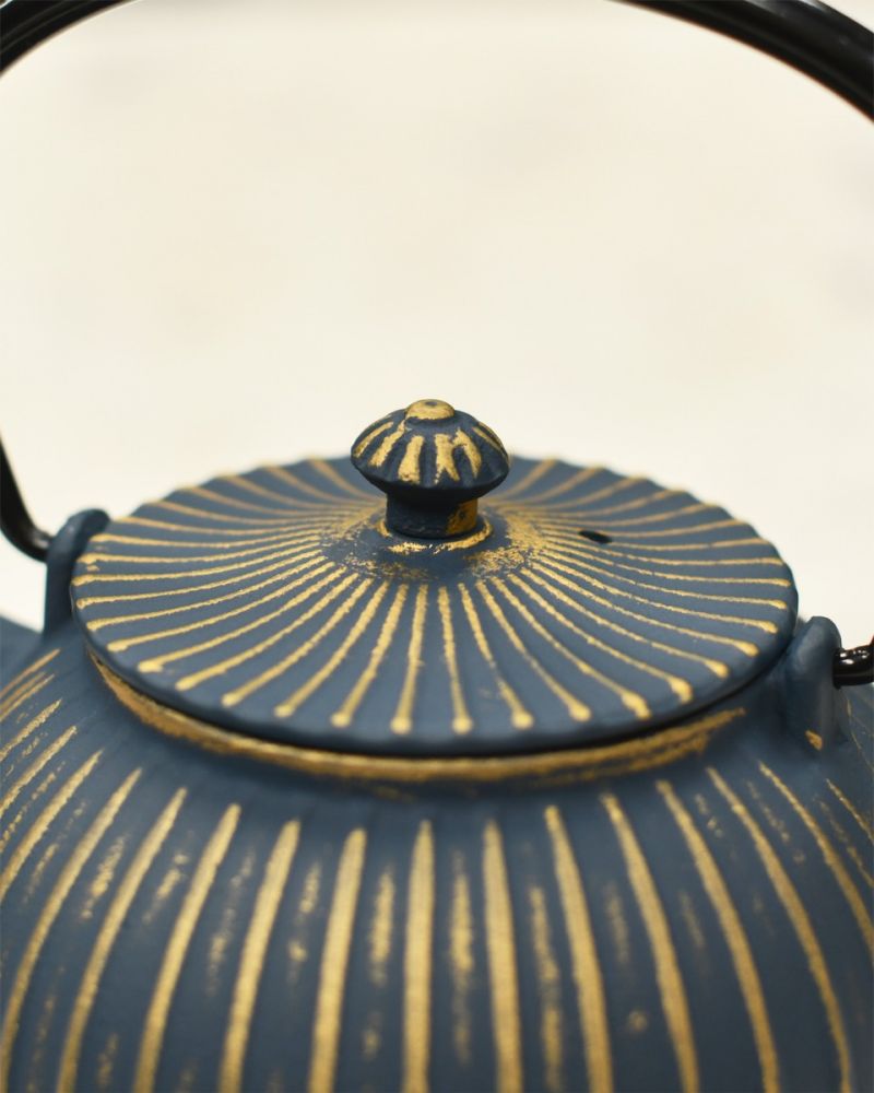 Blue & Gold "Ushirode Kyusu" Japanese Style Teapot | Black Country ...