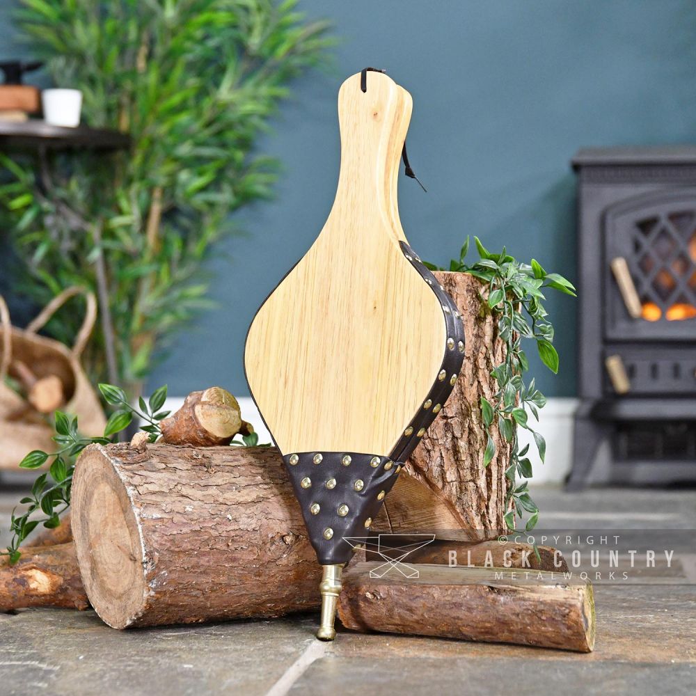 Light Natural Wood Fireplace Bellows | Black Country Metalworks