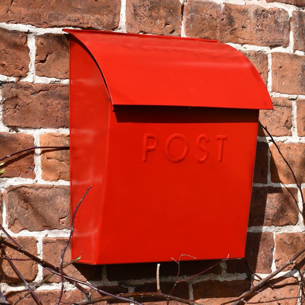 Bright Red Contemporary Post Box With Lock | Black Country Metalworks