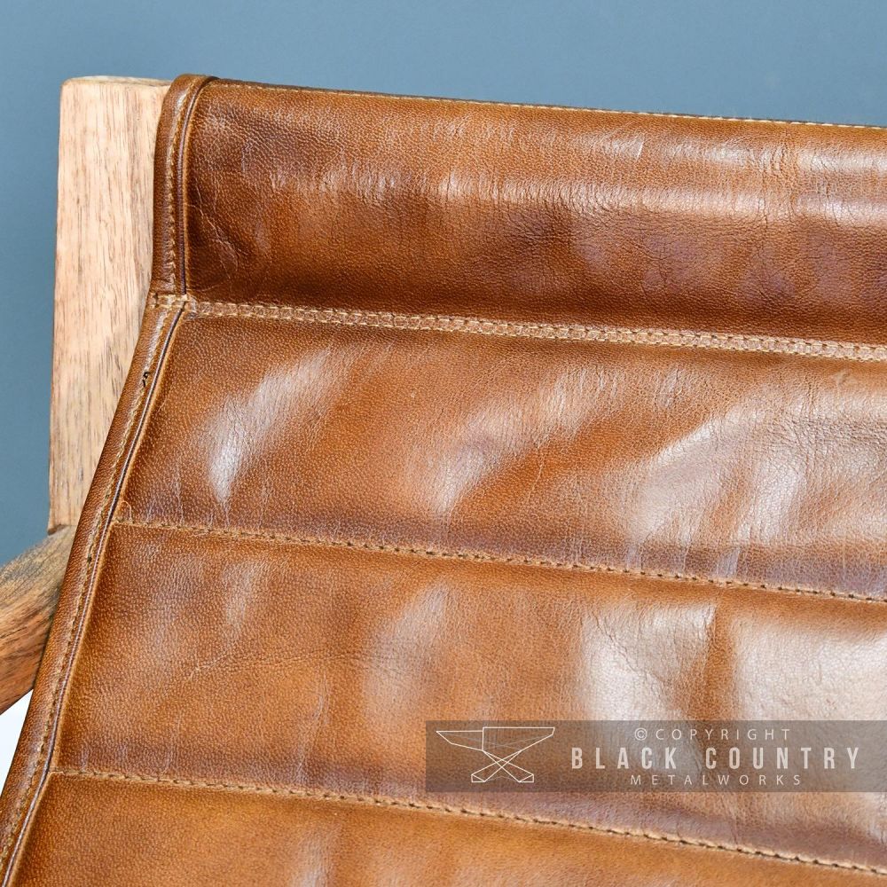 "The Barford" Mango Wood & Tan Leather Relax Chair | Black Country ...