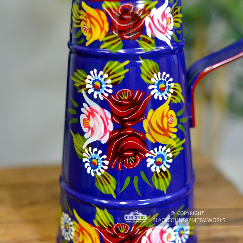 Small Blue Traditional Hand Painted Narrowboat Style Jug - 31cm | Black ...