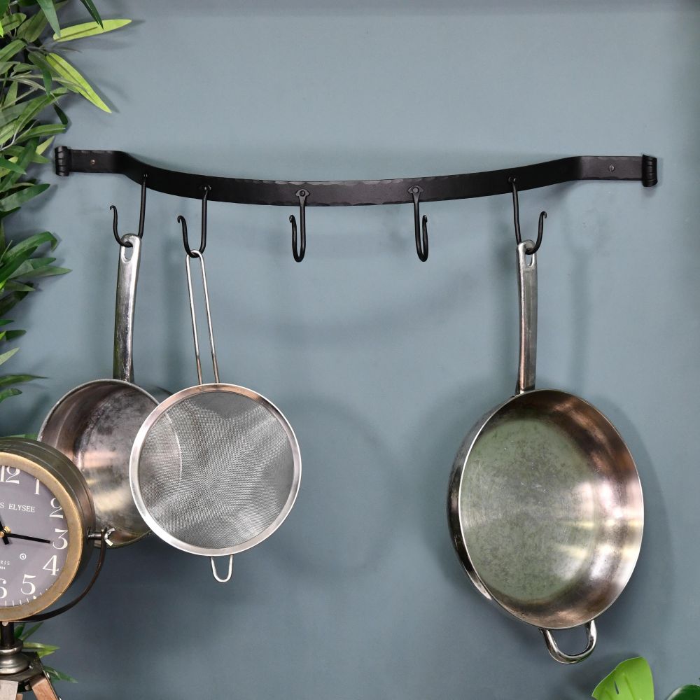 Blacksmith Wall Mounted Bowed Kitchen Tool Rack | Black Country Metalworks