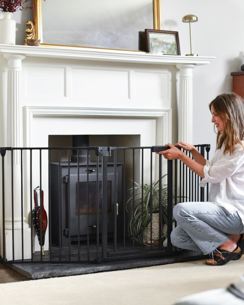 Midnight Black "Alexus" Three Panel Fire Guard | Black Country Metalworks