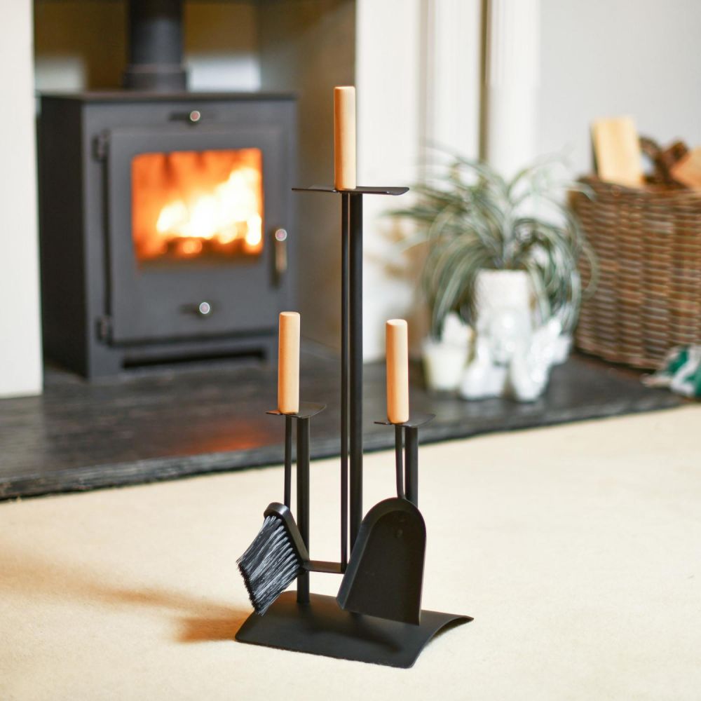 Modern "Asher" Fireside Companion Set | Black Country Metalworks
