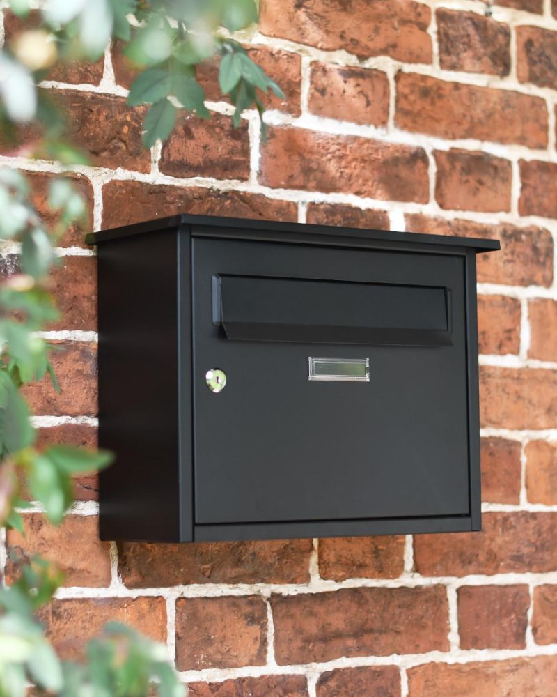 Modern Black Steel Front Opening Wall Mounted Post Box with Lock ...