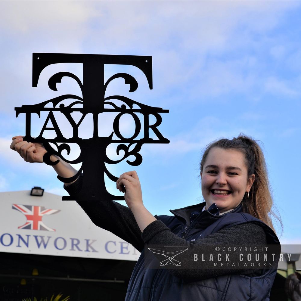 Traditional Personalised Monogram House Name Sign - Letter T | Black ...