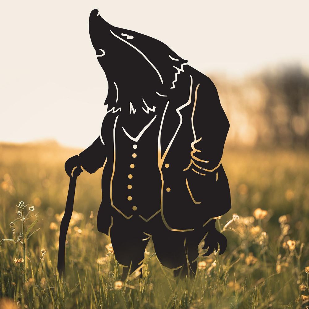 Black Mr Badger With Walking Stick Silhouette | Black Country Metalworks