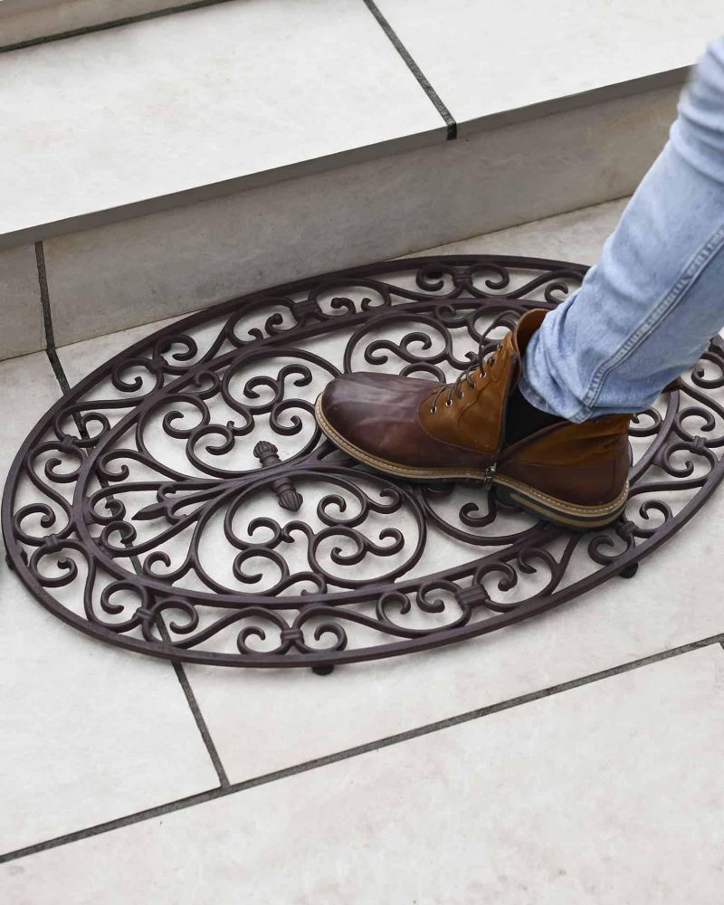 Natural Cast Iron Ornate "Aureate" Oval Doormat | Black Country Metalworks