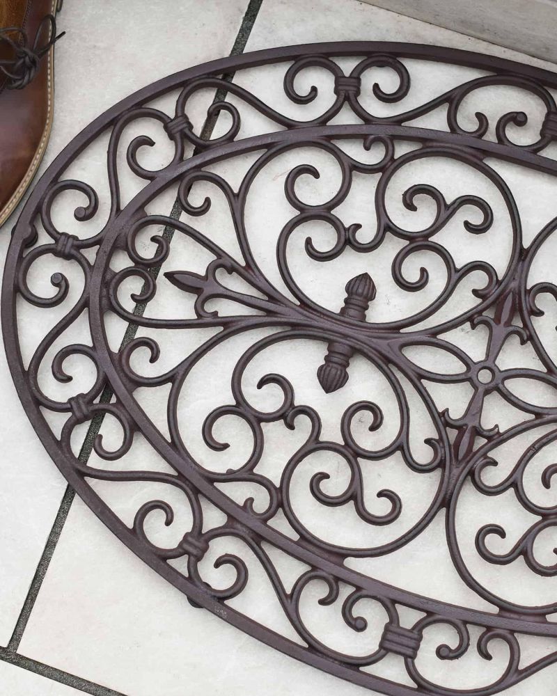 Natural Cast Iron Ornate "Aureate" Oval Doormat | Black Country Metalworks