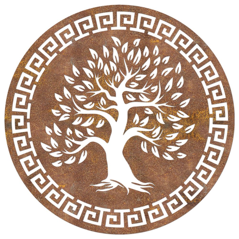 Round Rustic "Olive Tree" Wall Art | Black Country Metalworks