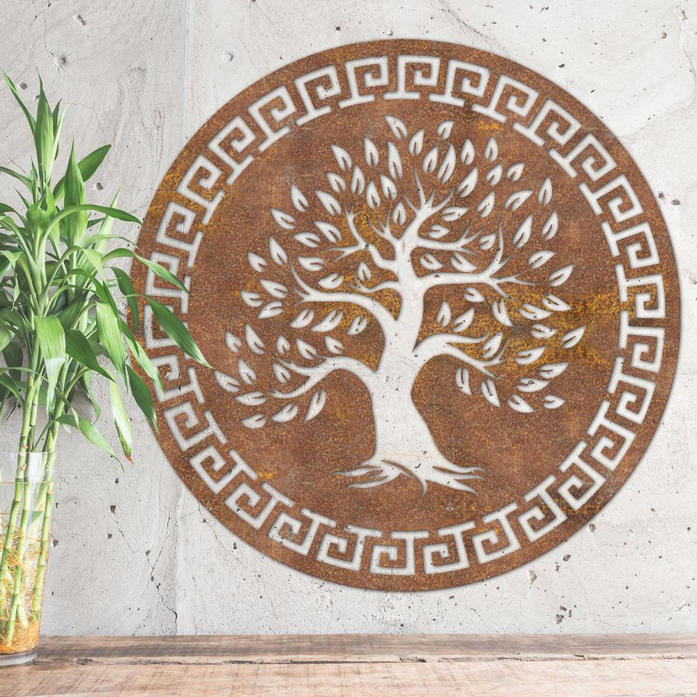 Round Rustic "Olive Tree" Wall Art | Black Country Metalworks
