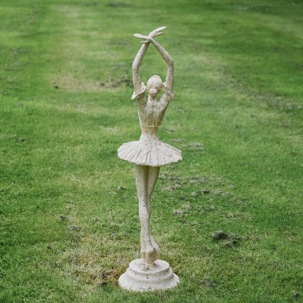 Rustic Cream Cast Iron Ballet Dancer in Pirouette Position Garden ...
