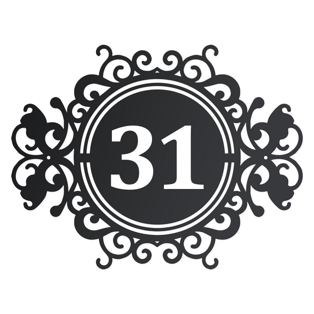 Ornate Scroll Iron House Number Sign | Black Country Metalworks