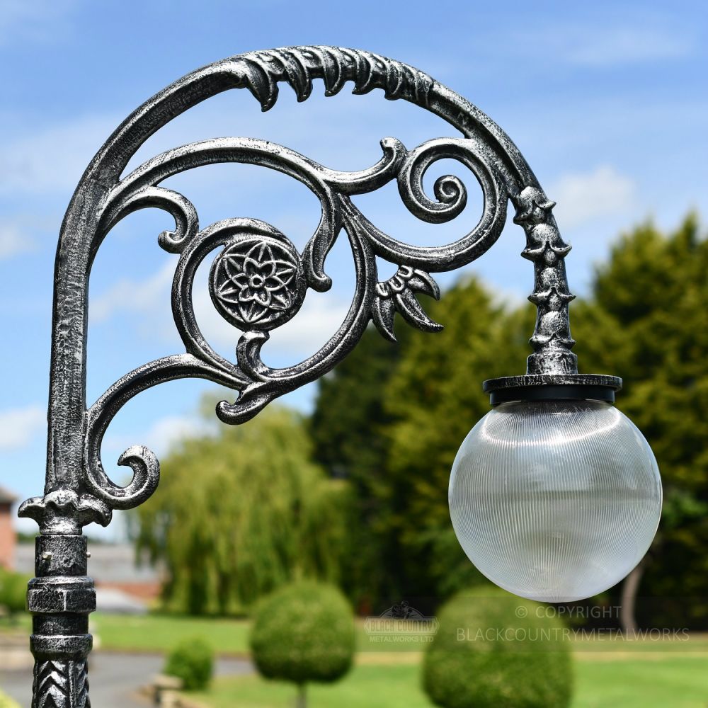 "Lady Lucille" Antique Silver Ornate Cast Iron Globe Lamp Post 2.5m ...
