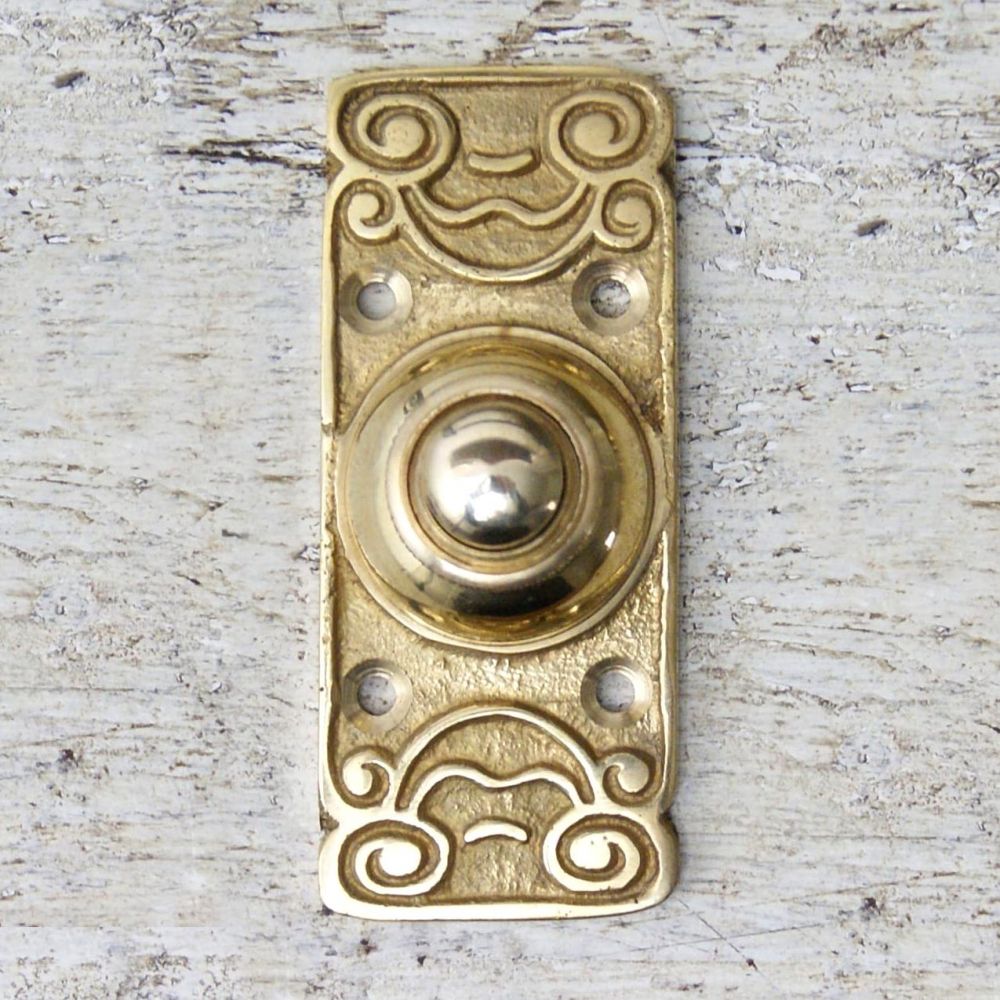 Ornate Polished Brass Door Bell Push | Black Country Metalworks