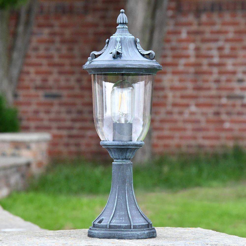 "Cranborne" Ornate Verdigris Pillar Light 41cm | Black Country Metalworks