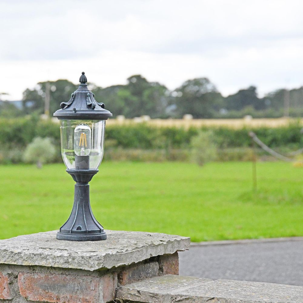 "Cranborne" Ornate Verdigris Pillar Light 41cm | Black Country Metalworks