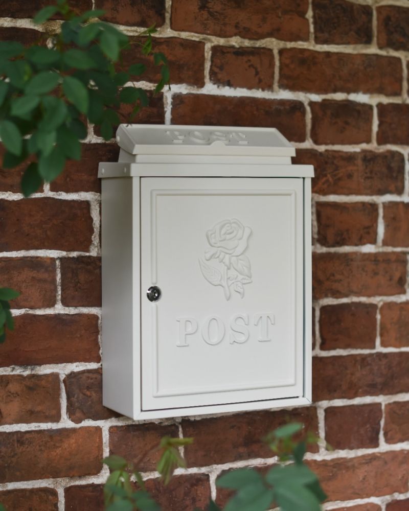 "Oxford Rose" Cream Wall Mounted Post Box | Black Country Metalworks