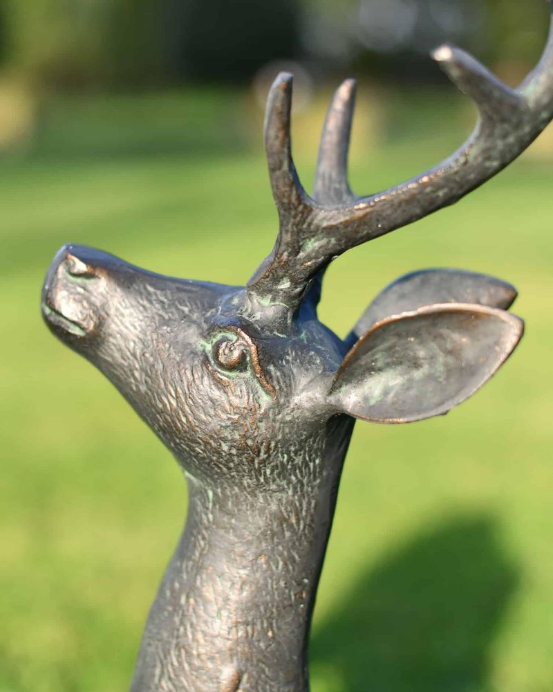 Pair of Miniature Aged Verdigris 'Cherry & Blossom' Stag & Doe Garden ...