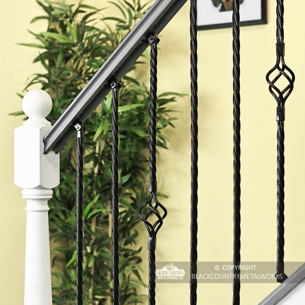 Set of 3 "Grosvenor" Rope Twist Stair Spindles - Pattern 8 | Black ...