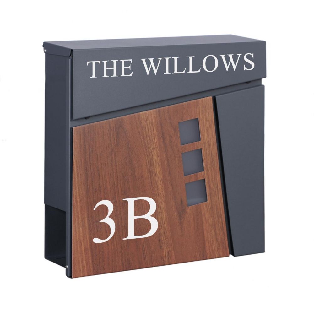 Personalised "Elmsgate" Anthracite Grey Modern Wall Mounted Post Box ...