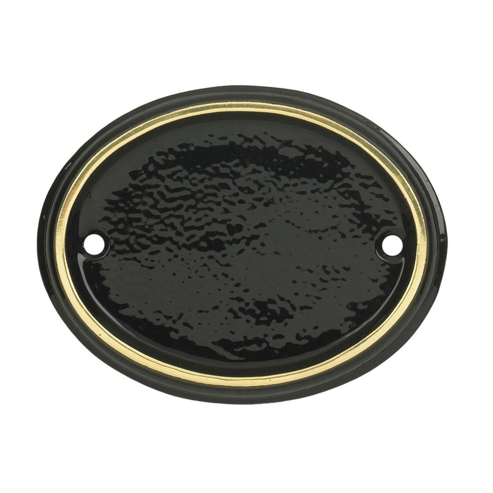 Polished Brass & Black Oval House Number Sign - Vinyl Numbers | Black ...