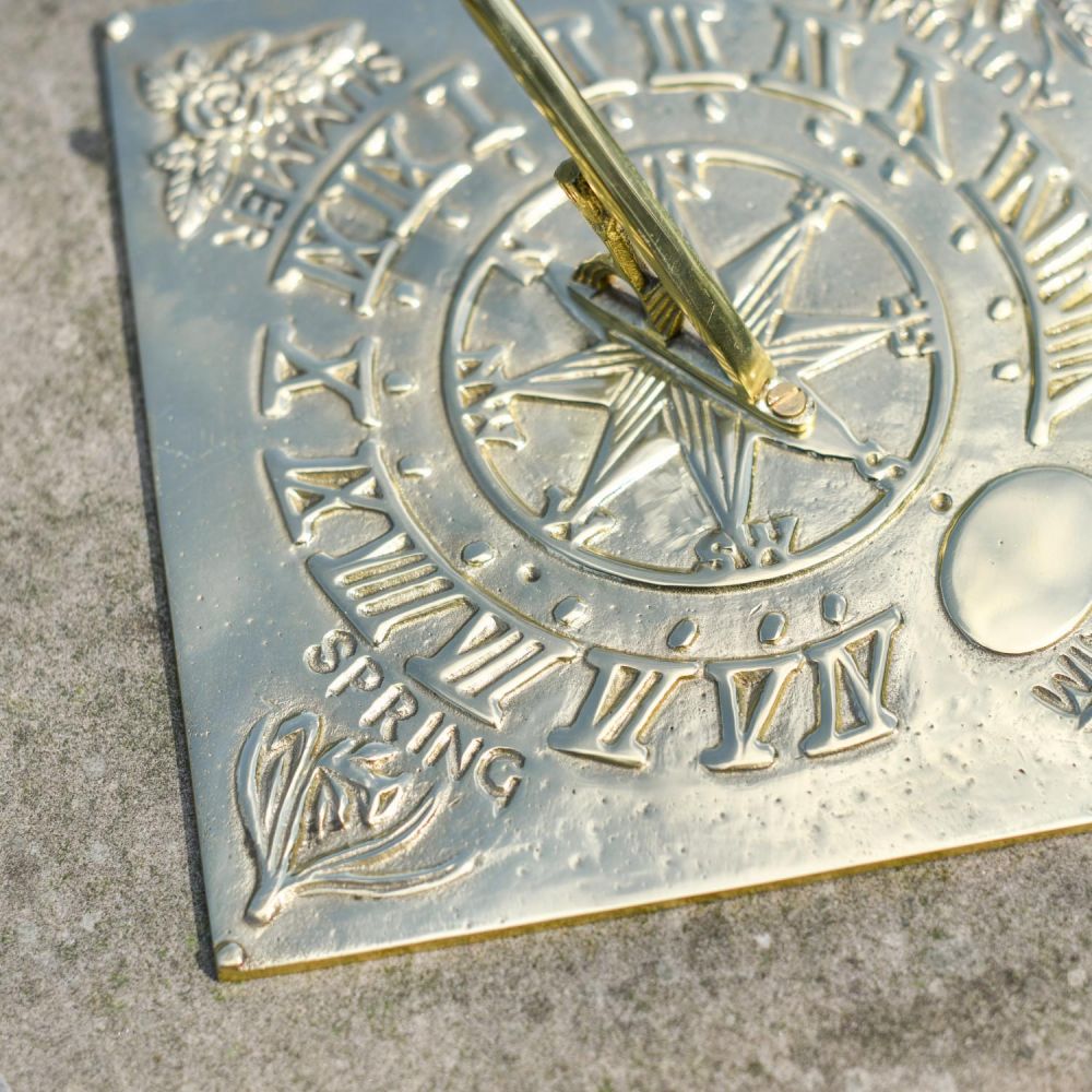Polished Brass 'Four Seasons' Sundial - 200mm | Black Country Metalworks
