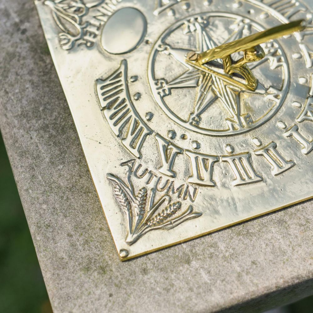 Polished Brass 'Four Seasons' Sundial - 200mm | Black Country Metalworks