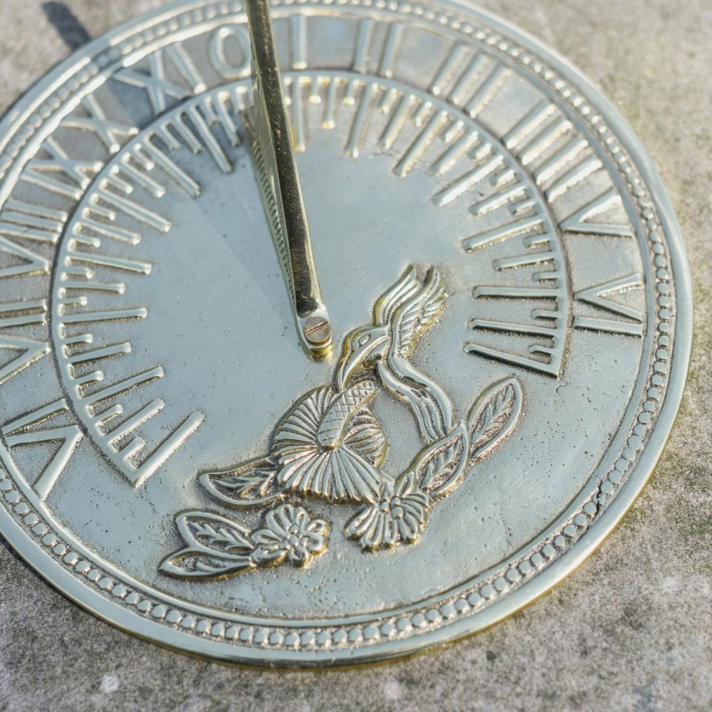 Polished Brass Hummingbird Sundial - 190mm | Black Country Metalworks