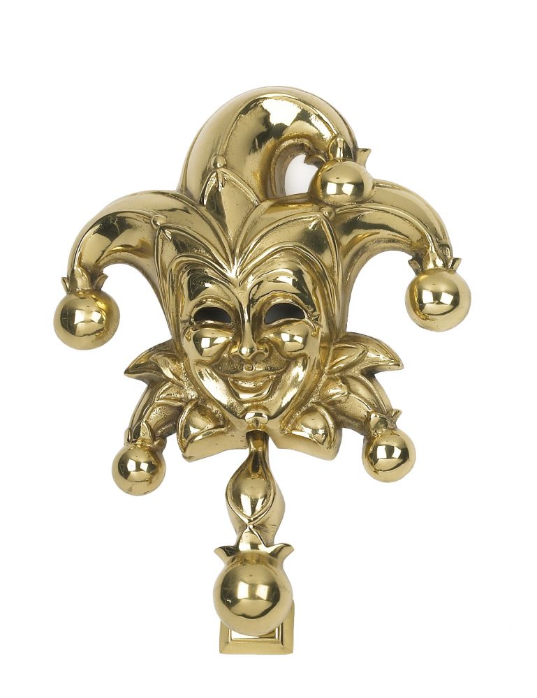 Polished Brass Jester Door Knocker | Black Country Metalworks