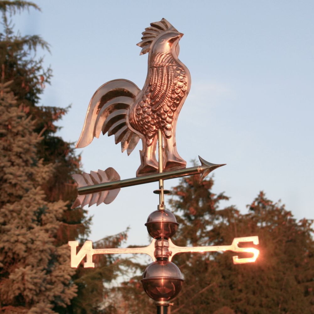Polished Copper Rooster Weathervane | Black Country Metalworks