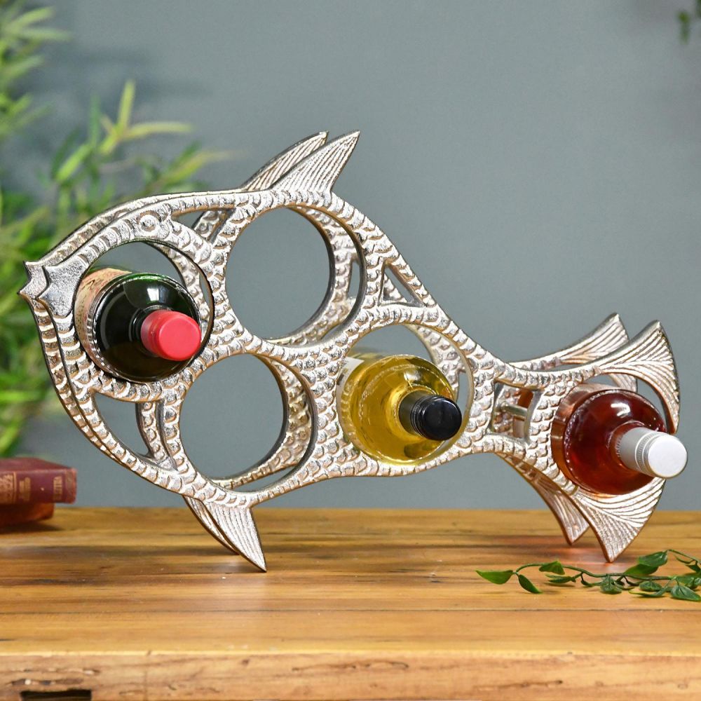 Polished Nickel "Fish" Wine Rack | Black Country Metalworks