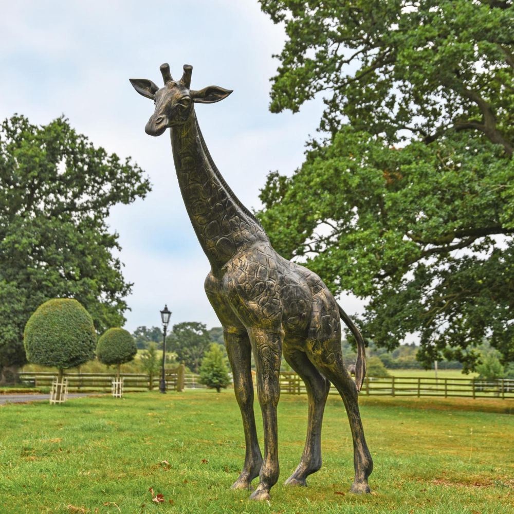 Recycled Cast Aluminium Brushed Gold "Sahel" Giraffe Sculpture | Black ...
