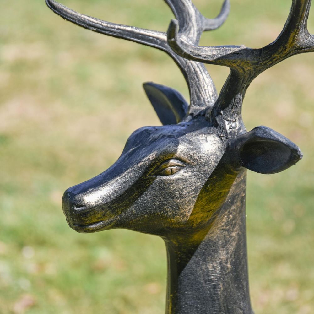 Recycled Cast Aluminium Brushed Gold Standing Buck Sculpture | Black ...