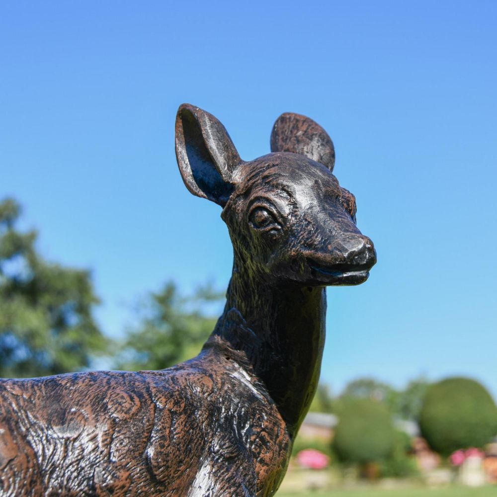 'Eve' Brushed Gold Standing Fawn Sculpture | Black Country Metalworks
