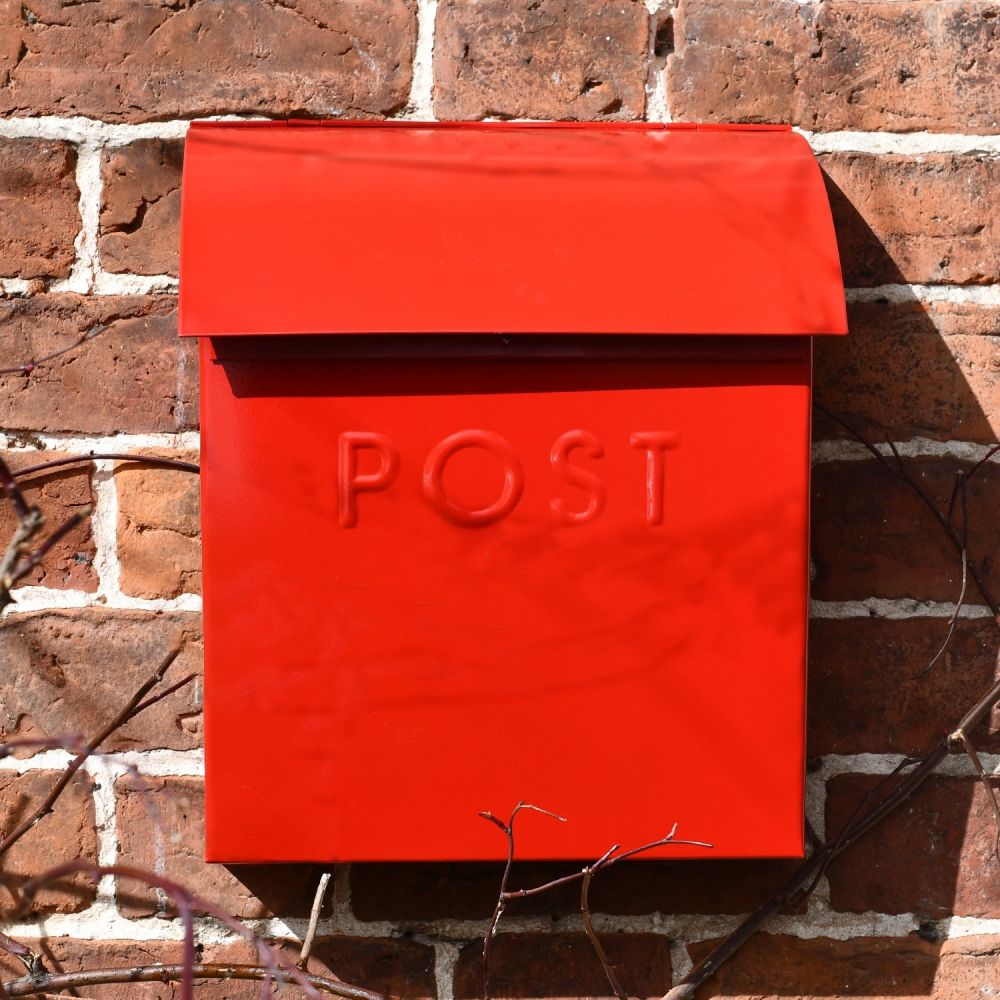 Bright Red Contemporary Post Box With Lock | Black Country Metalworks