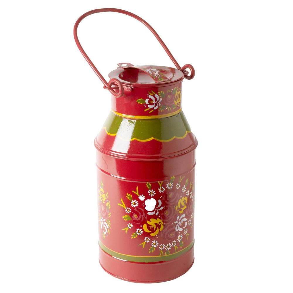 Standard Red Narrowboat Milk Churn - 35cm | Black Country Metalworks