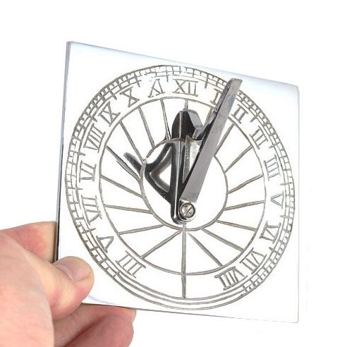 Bright Chrome 'Rising Sun' Sundial - 120mm | Black Country Metalworks