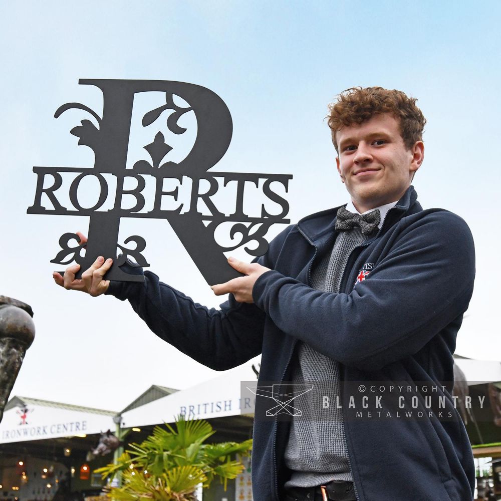 Traditional Personalised Monogram House Name Sign - Letter R | Black ...