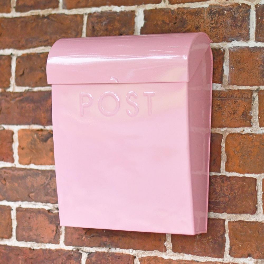 “Rose Mist” Light Pink Contemporary Post Box | Black Country Metalworks