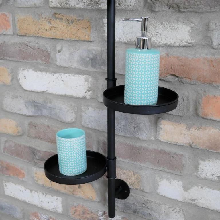 Round Wall Mounted Mirror & Shelves Unit | Black Country Metalworks