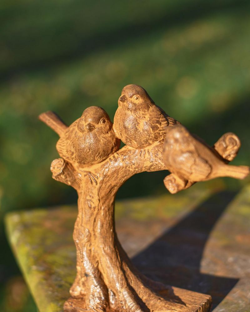 Rustic Cast Iron "Bird Trio" Garden Sculpture | Black Country Metalworks