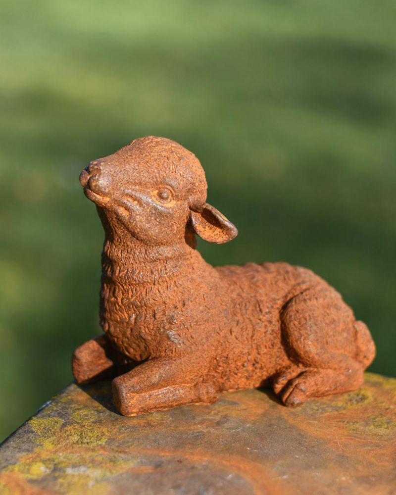Rustic Cast Iron Lying Down Lamb | Black Country Metalworks