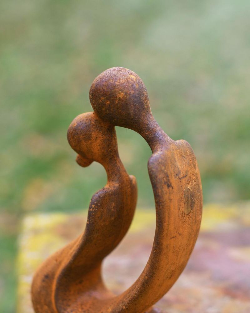 Modern Rustic Cast Iron "Equidistant" Couple Garden Sculpture | Black ...