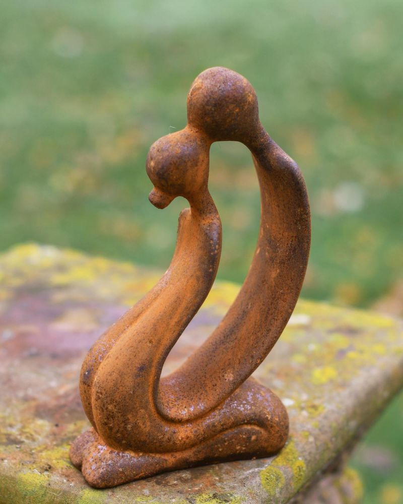 Modern Rustic Cast Iron "Equidistant" Couple Garden Sculpture | Black ...